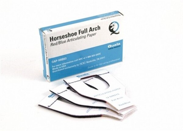 Quala Horseshoe Full Arch Red/Blue, 72 strips/box Articulating paper